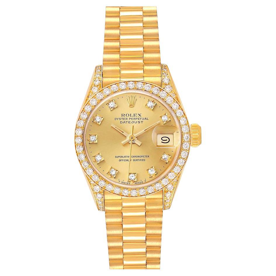 1995 Rolex Gold Diamond Ladies Datejust Watch at 1stDibs | rolex lady ...