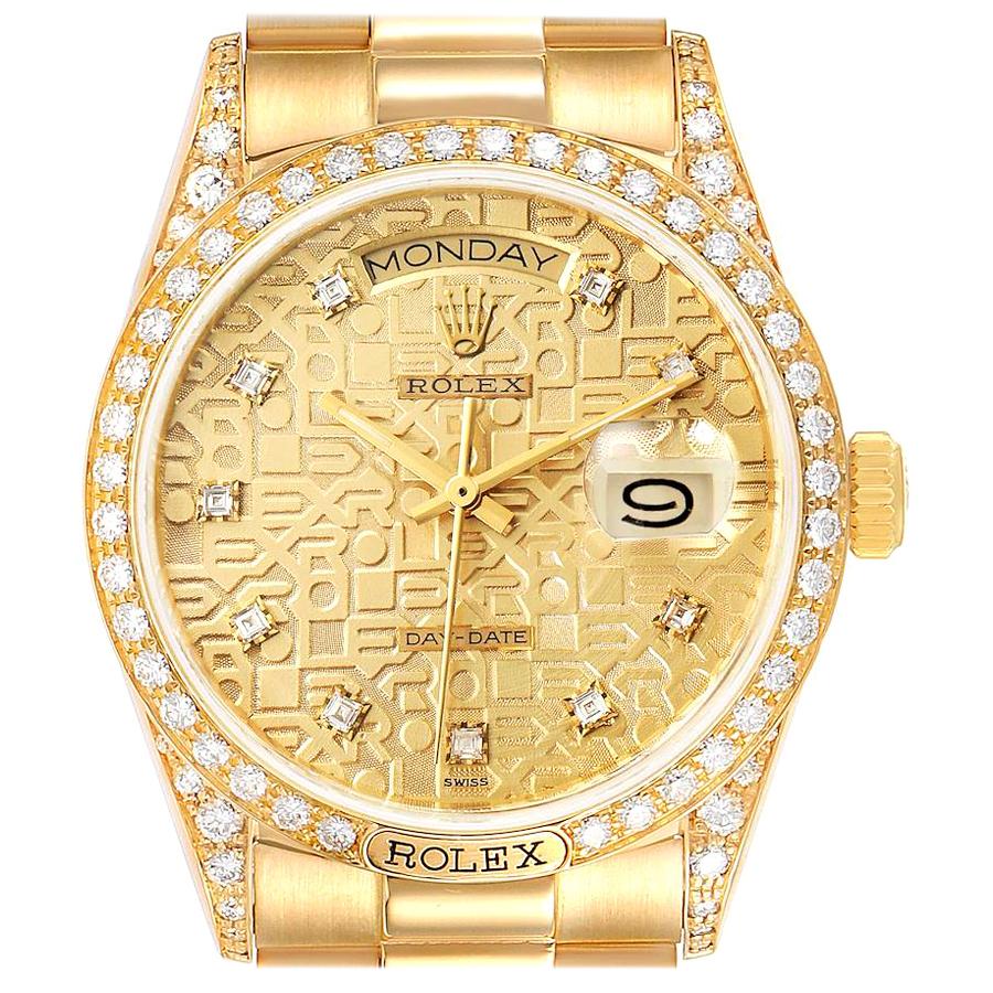 Rolex President Day-Date 18 Karat Yellow Gold Diamond Men’s Watch 18138 ...