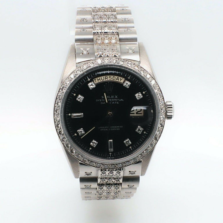 Rolex President Day Date 1803 18 Karat White Gold Diamond Dial Bezel ...