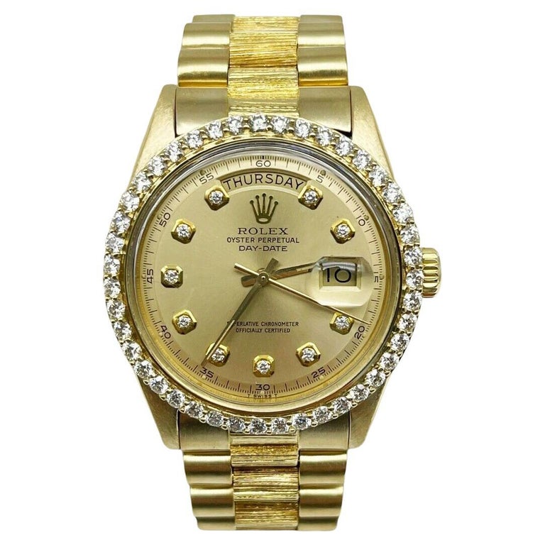 Rolex President Day Date 1807 President Diamond Dial Bezel 18K Gold ...