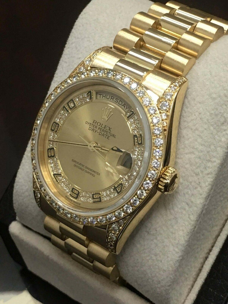 Rolex President Day Date 18388 Myriad Diamond Dial and Bezel 18 Karat ...