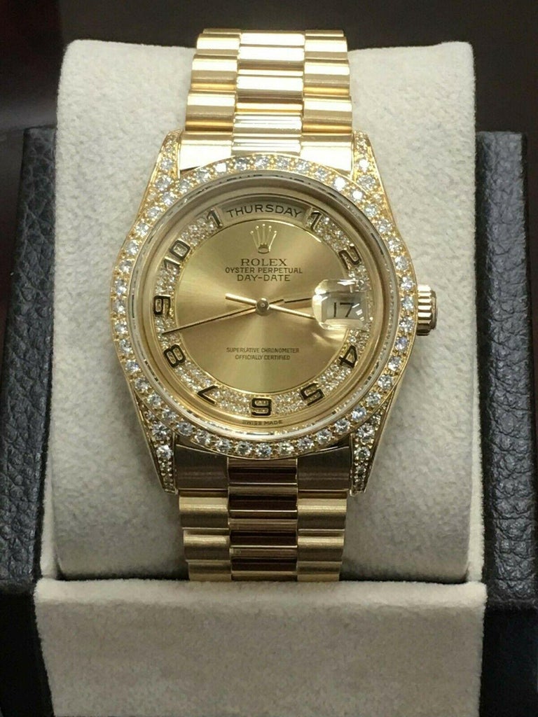 Rolex President Day Date 18388 Myriad Diamond Dial and Bezel 18 Karat ...