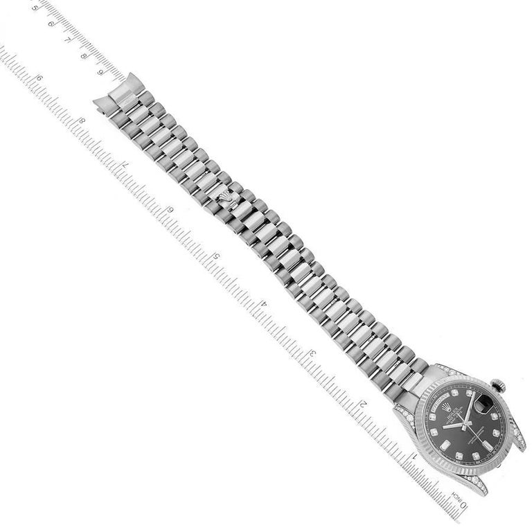 Rolex President Day-Date 18k White Gold Diamond Mens Watch 118339 Box ...