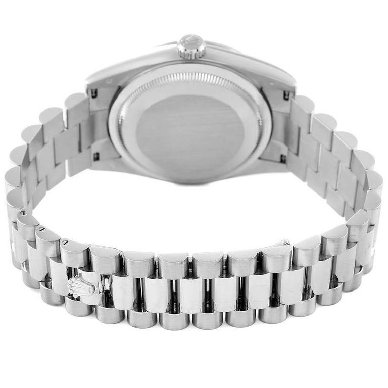Rolex President Day-Date 18k White Gold Diamond Mens Watch 118339 Box ...
