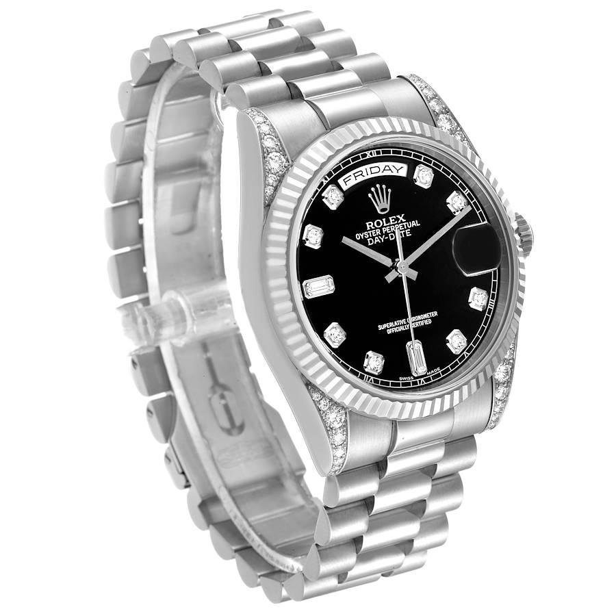 Rolex President Day-Date 18k White Gold Diamond Mens Watch 118339 Box ...