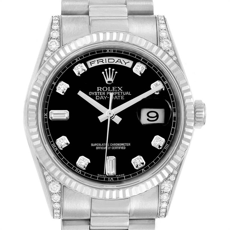 Rolex President Day-Date 18 Karat White Gold Diamond Men’s Watch 118339 ...