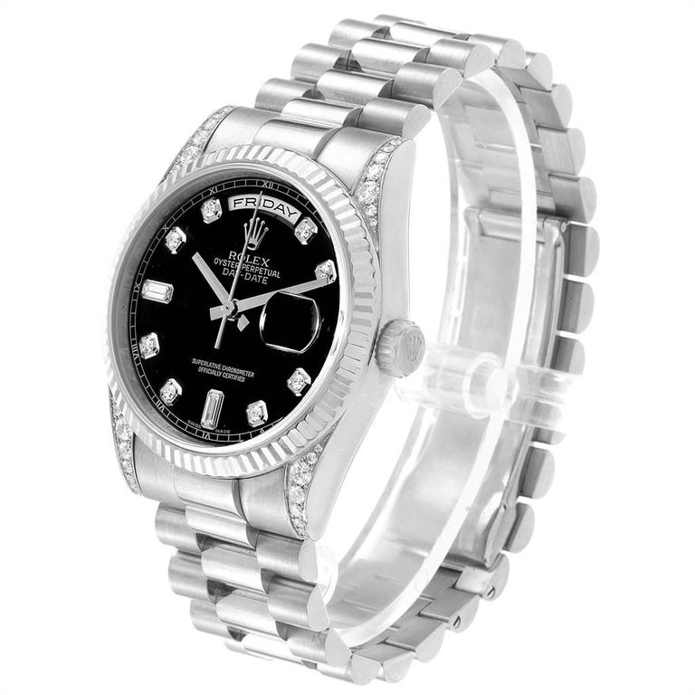 Rolex President Day-Date 18 Karat White Gold Diamond Men’s Watch 118339 ...