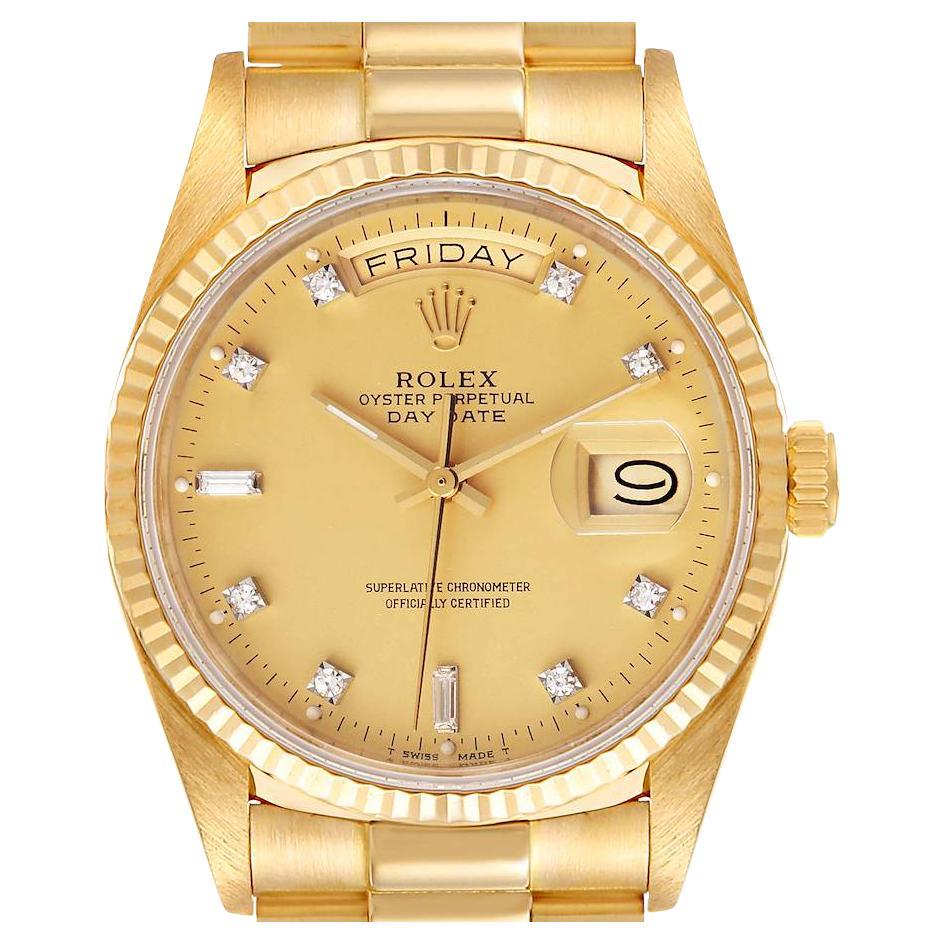Rolex President Day-Date Men's 18k Gold Watch 18038 For Sale at 1stDibs