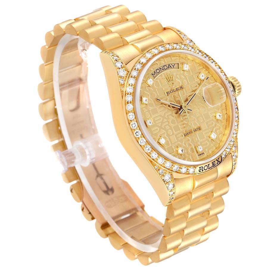 Rolex President Day-Date 18k Yellow Gold Diamond Mens Watch 18138 at ...