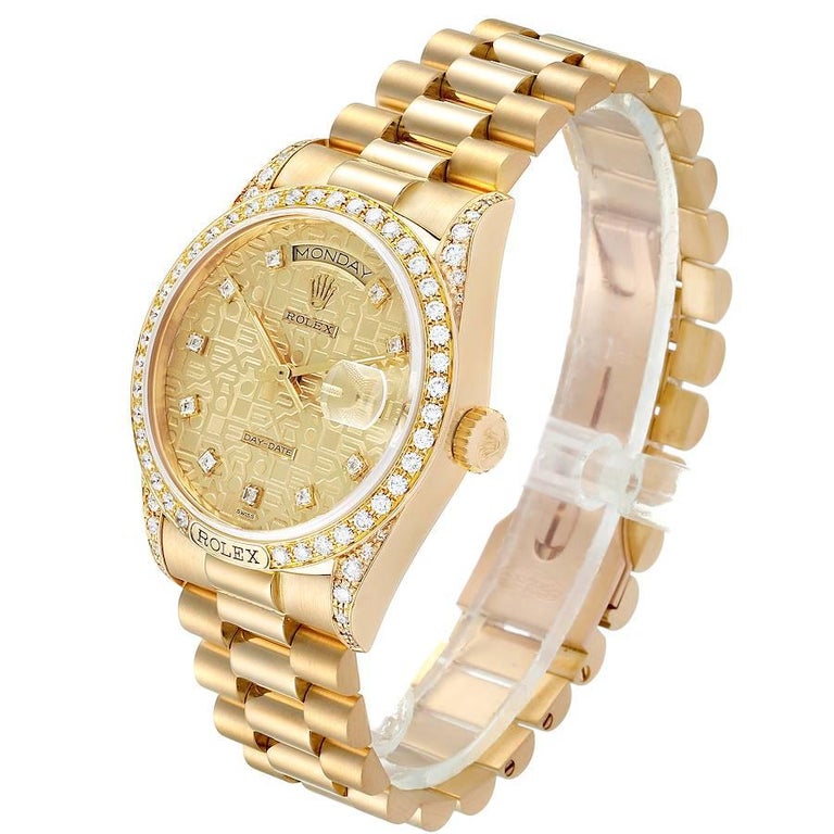 Rolex President Day-Date 18 Karat Yellow Gold Diamond Men’s Watch 18138 ...