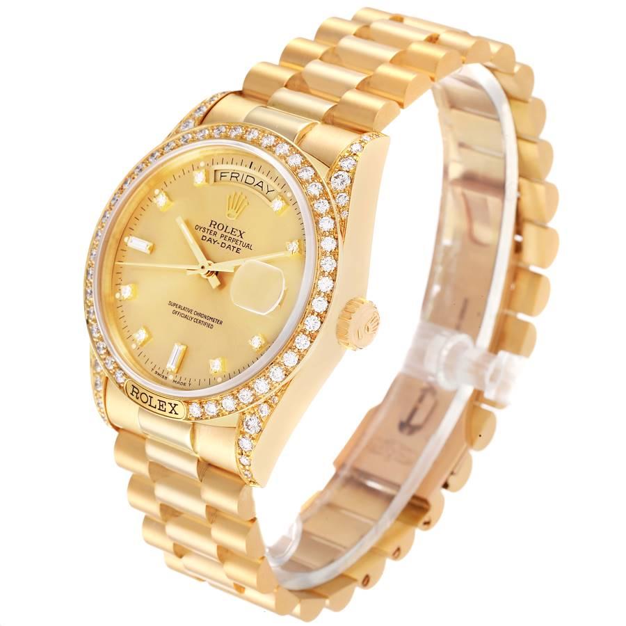 Rolex President Day-Date 18k Yellow Gold Diamond Mens Watch 18138 For ...
