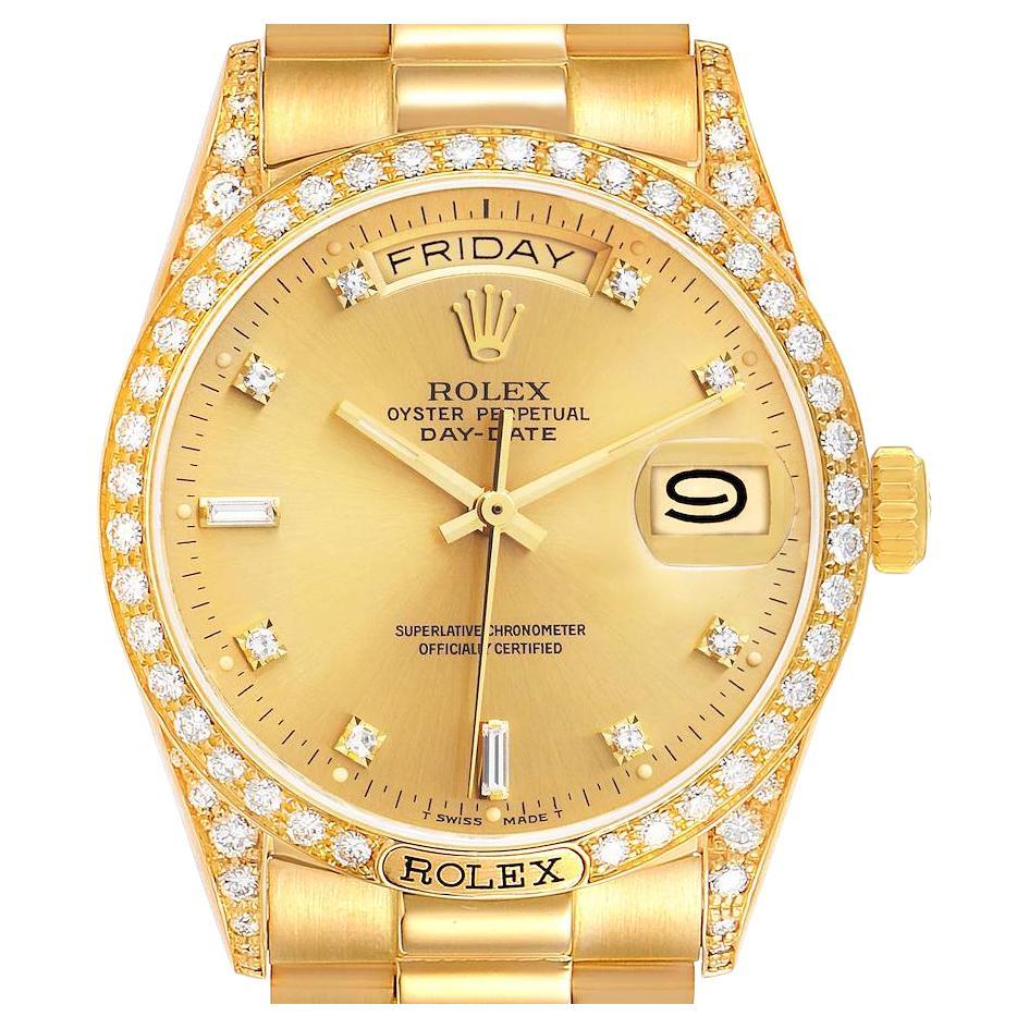 Rolex Vintage 18K Yellow Gold Day-Date Watch with Arabic Day and Date ...