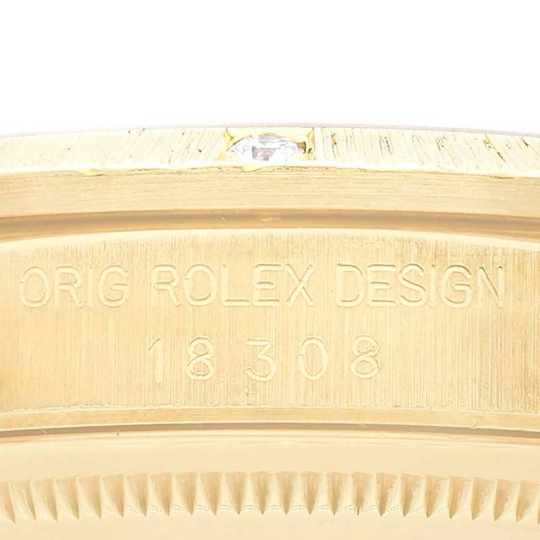Rolex President Day-Date 18K Yellow Gold Diamond Mens Watch 18308 ...