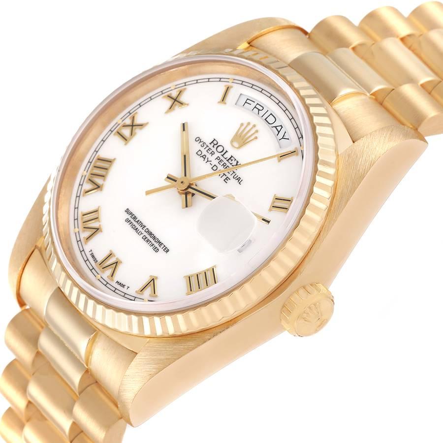 Rolex President Day-Date 36 White Dial Yellow Gold Mens Watch 18038 at ...