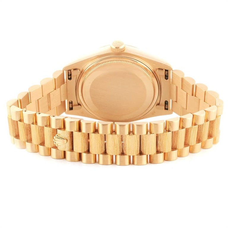 Rolex President Day-Date 36 Yellow Gold Bark Finish Men's Watch 18078 ...