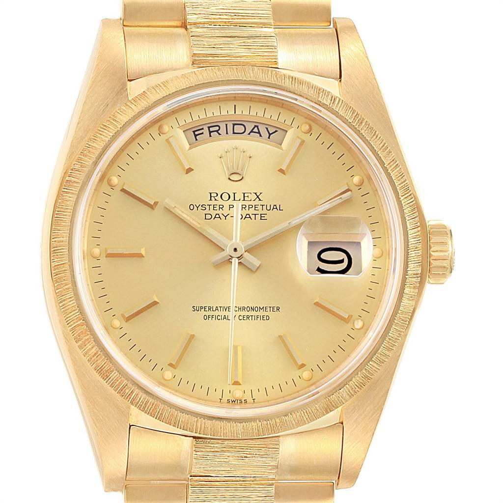 Rolex President Day-Date 36 Yellow Gold Bark Finish Men's Watch 18078 ...