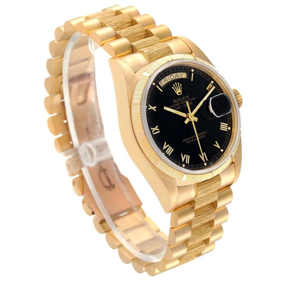 Rolex President Day-Date 36 Yellow Gold Bark Finish Mens Watch 18078 ...
