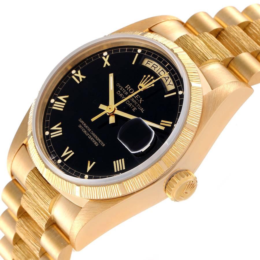 Rolex President Day-Date 36 Yellow Gold Bark Finish Mens Watch 18078 ...