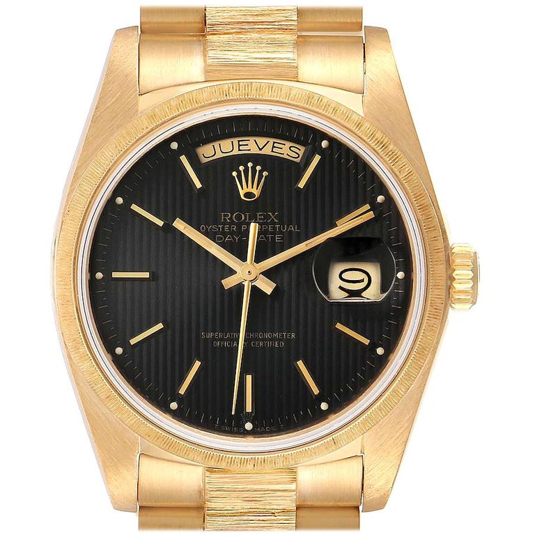 Rolex President Day-Date 36 Yellow Gold Bark Finish Men's Watch 18078 ...