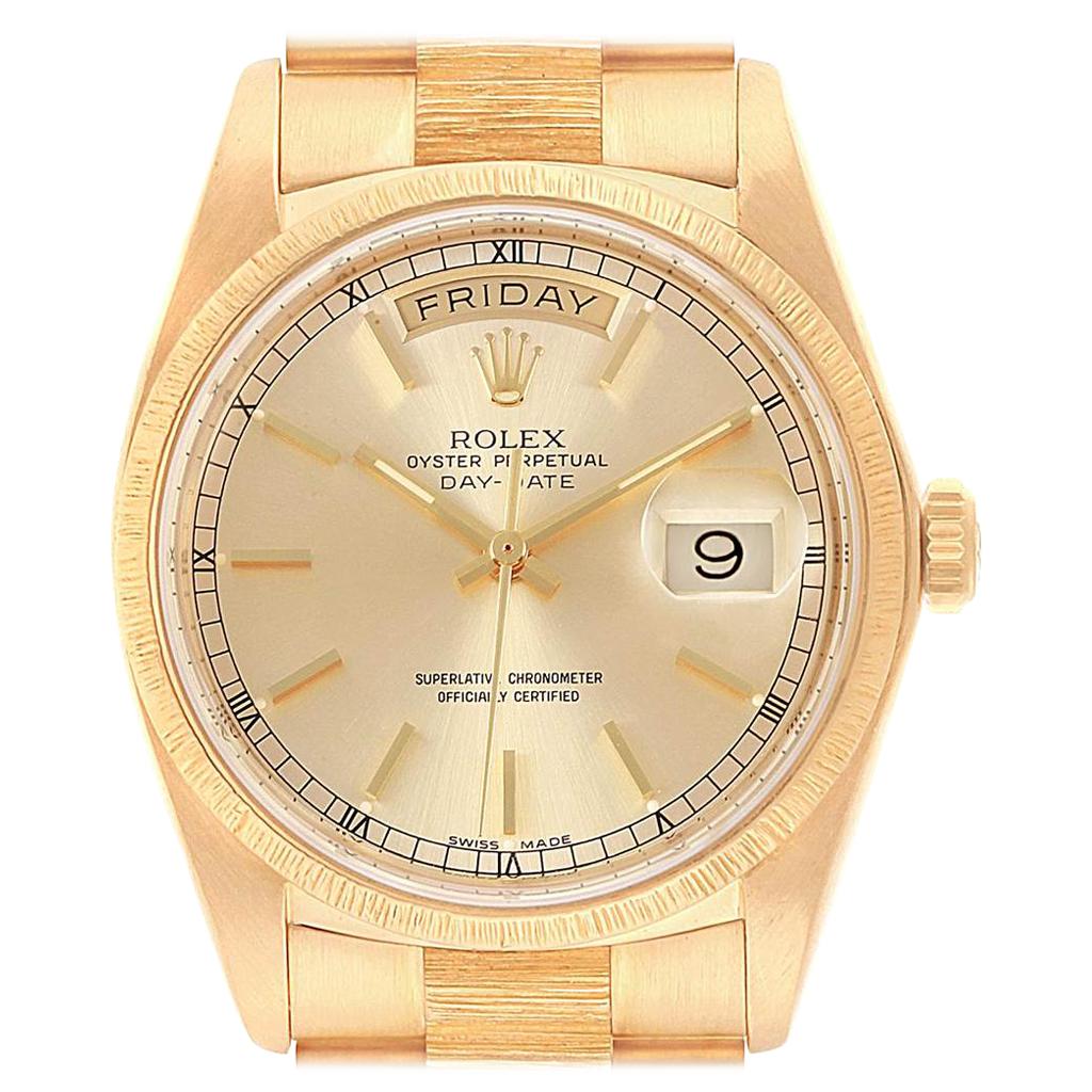 Rolex President Day-Date 36 Yellow Gold Bark Finish Men's Watch 18078 ...