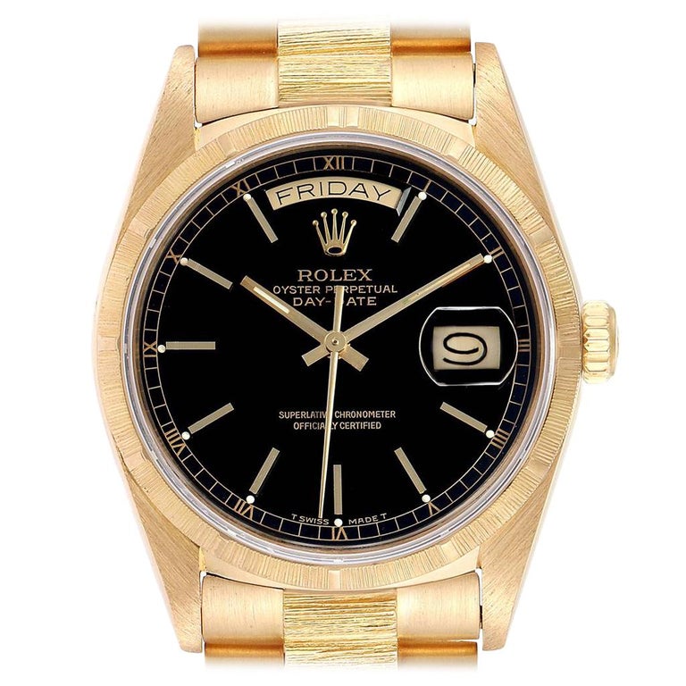 Rolex President Day-Date 36 Yellow Gold Bark Finish Men's Watch 18078 ...