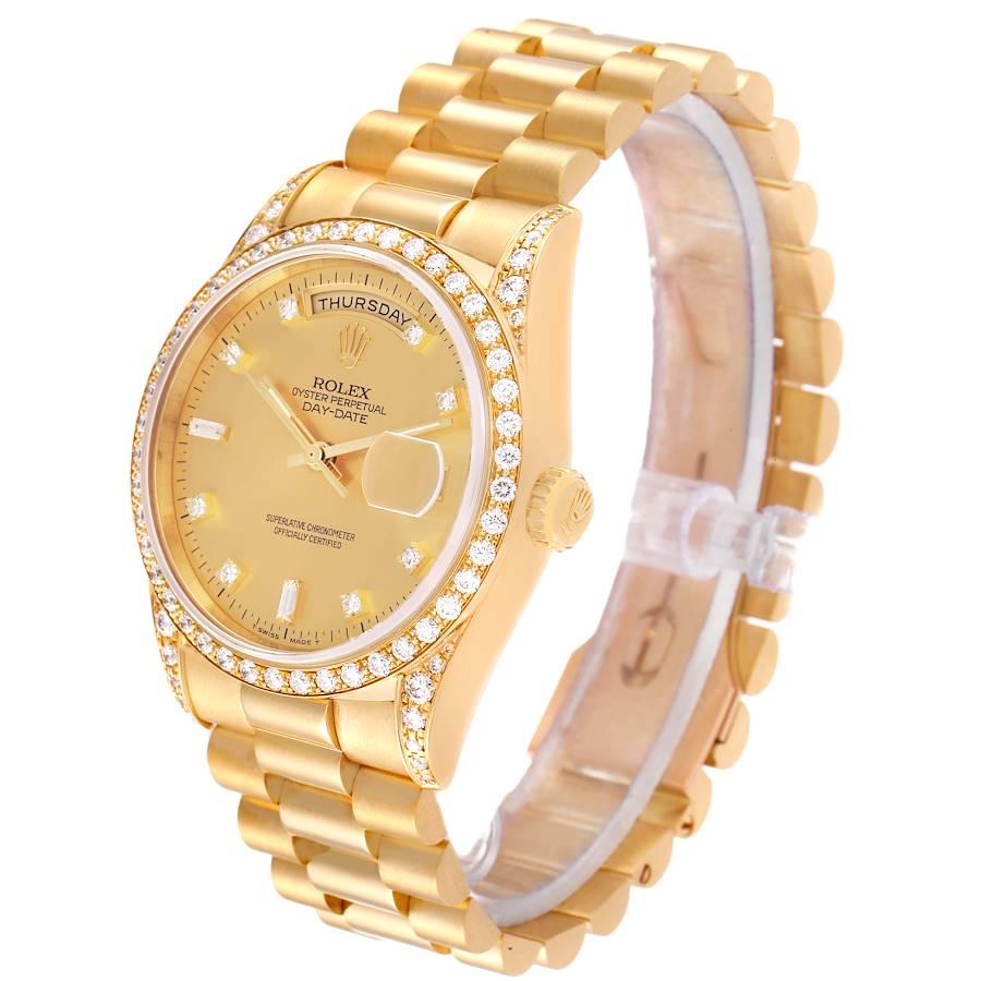 Rolex President Day-Date 36 Yellow Gold Diamond Mens Watch 18388 at 1stDibs