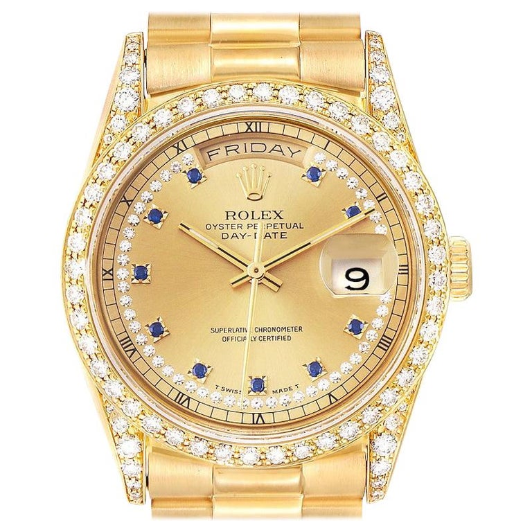 Rolex President Day-Date 36 Yellow Gold Diamond Men's Watch 18388 For ...