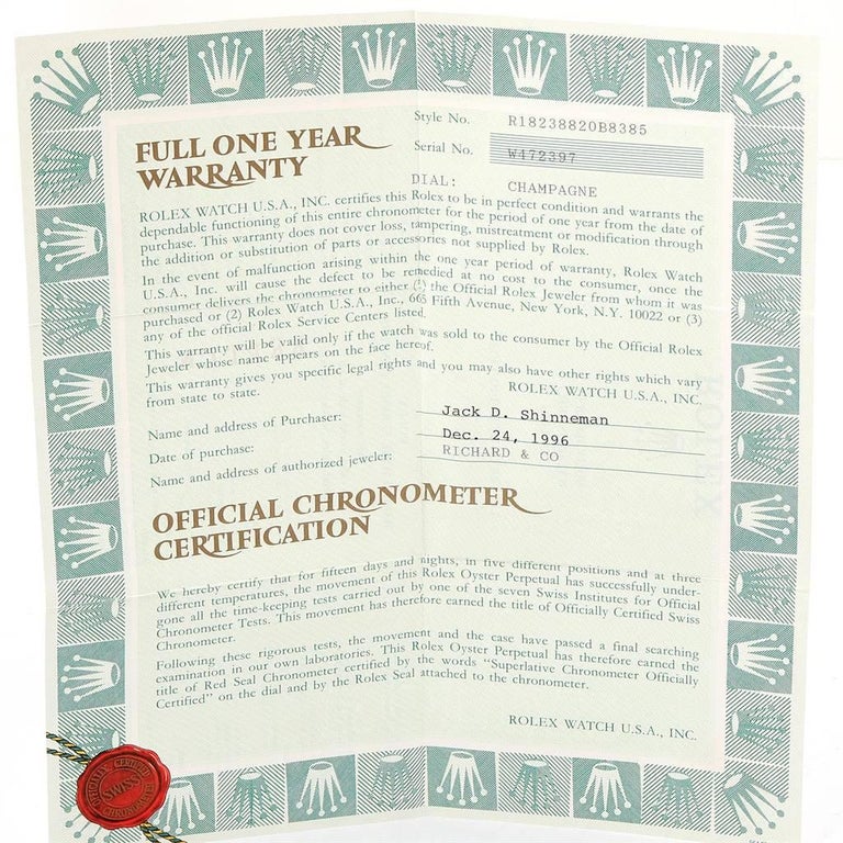 Rolex President Day-Date 36 Yellow Gold Men’s Watch 18238 Box Papers at ...