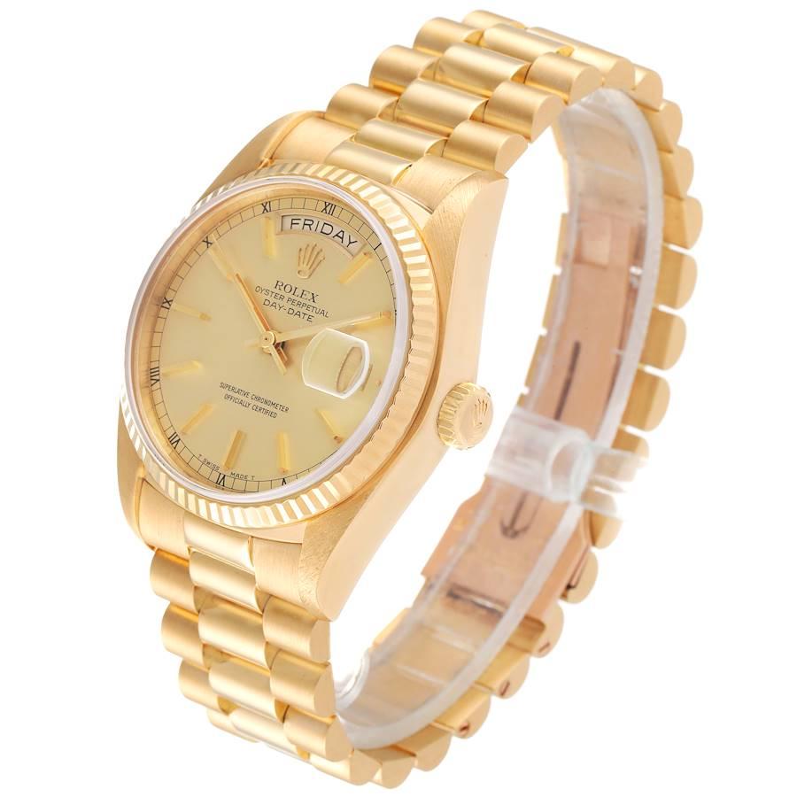 Rolex President Day-Date Yellow Gold Champagne Dial Mens Watch 18038 ...