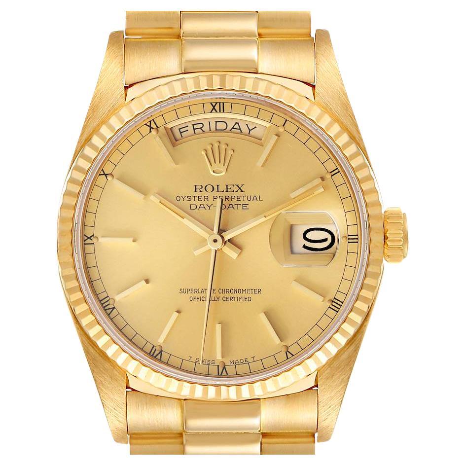 Rolex Day-Date Gold Maroon Vignette Diamond Dial 18038 Automatic ...