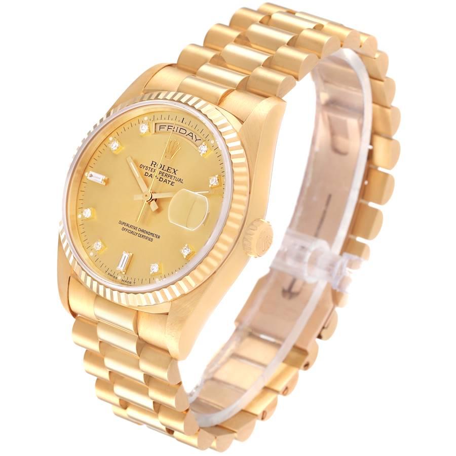 Rolex President Day-Date Yellow Gold Diamond Mens Watch 18238 For Sale ...