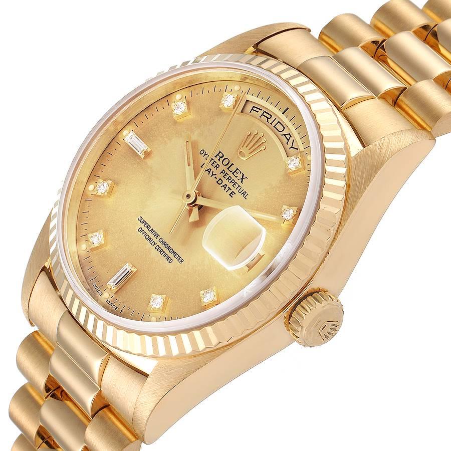 Rolex President Day-Date Yellow Gold Diamond Mens Watch 18238 For Sale ...
