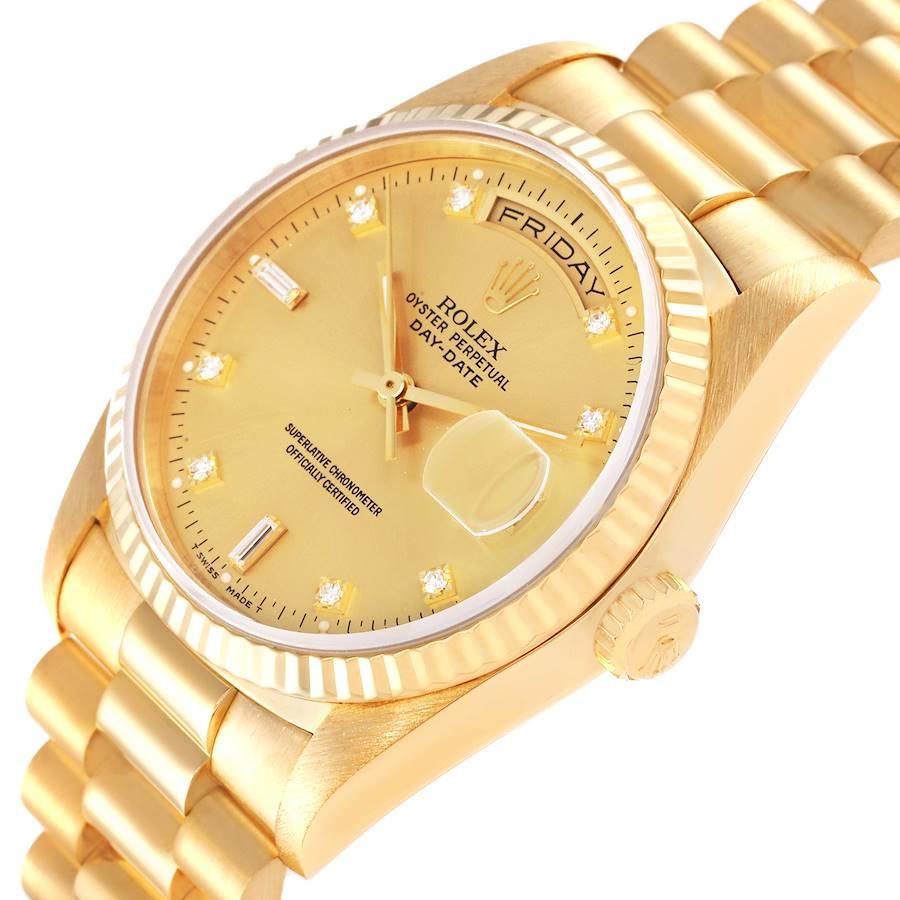 Rolex President Day-Date 36mm Yellow Gold Diamond Mens Watch 18238 at ...