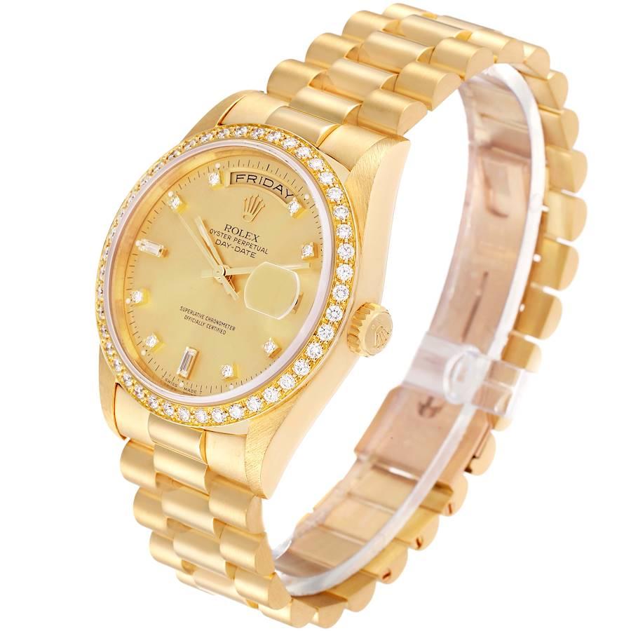 Rolex President Day Date 36mm Yellow Gold Diamond Mens Watch 18348 For ...