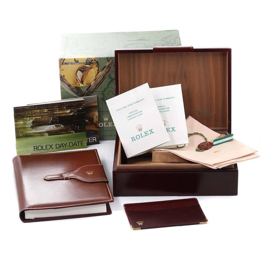 Rolex President Day-Date Yellow Gold Silver Dial Watch 18038 Box Papers ...