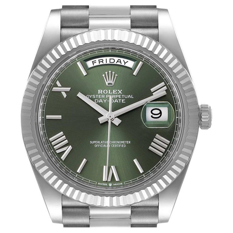 Rolex President Day-Date 40 Green Dial White Gold Watch 228239 Box Card ...