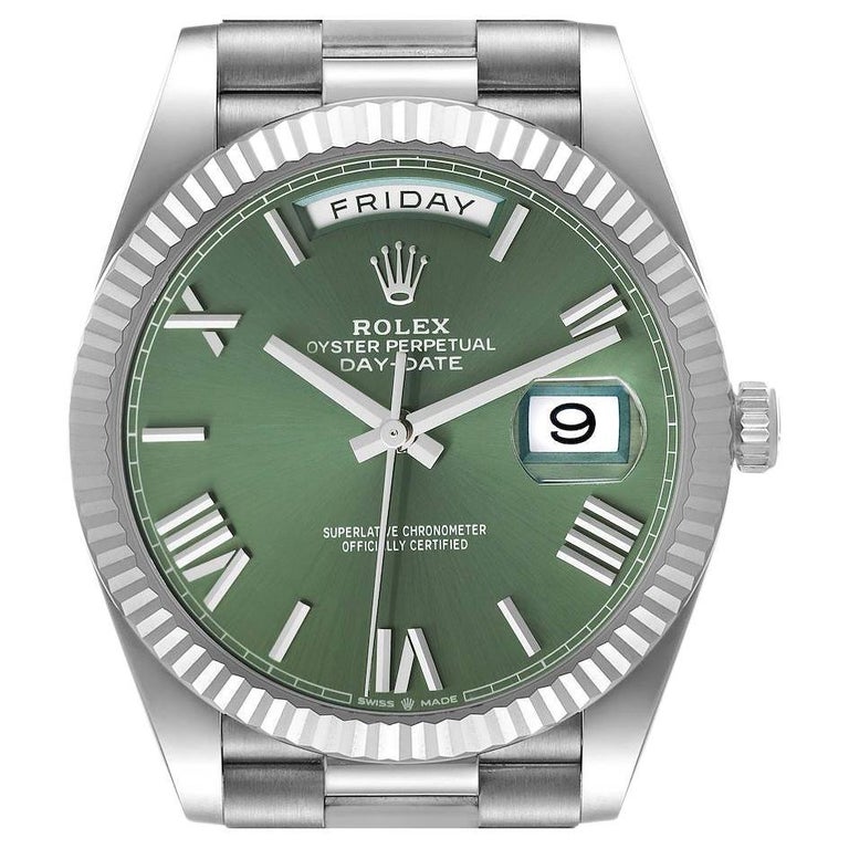 Rolex Montre President Day-Date 40 avec cadran vert et cadran en or ...