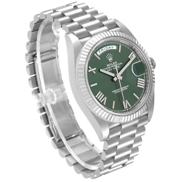 Rolex President Day-Date 40 Green Dial White Gold Watch 228239 Unworn ...