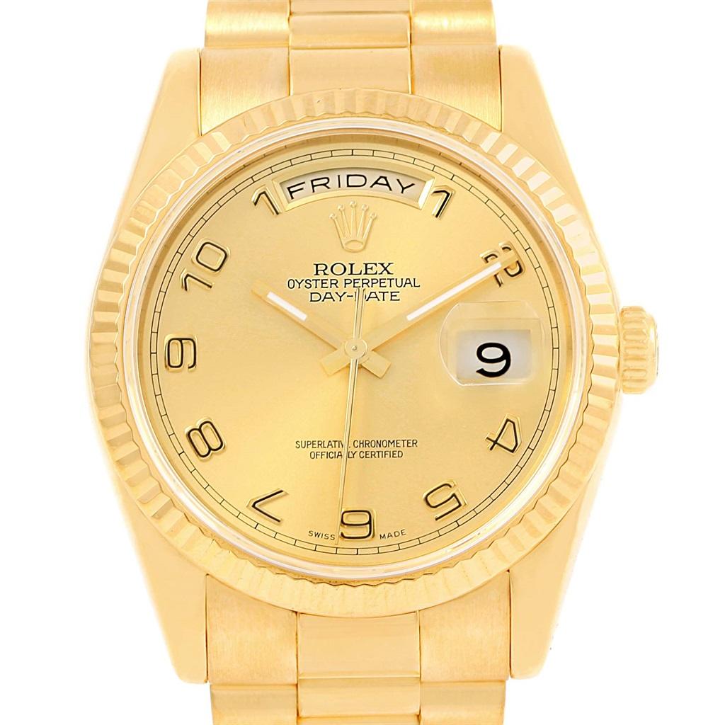 Rolex President Day-Date Arabic Numerals Yellow Gold Men’s Watch 118238 ...