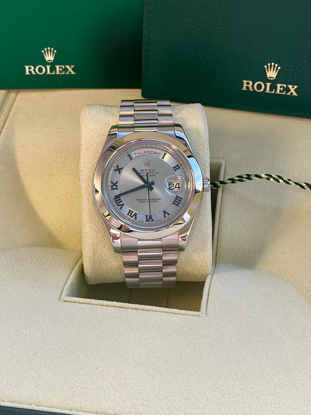 Rolex President Day-Date II 41 mm Ice Blue Roman Dial Platinum Watch ...