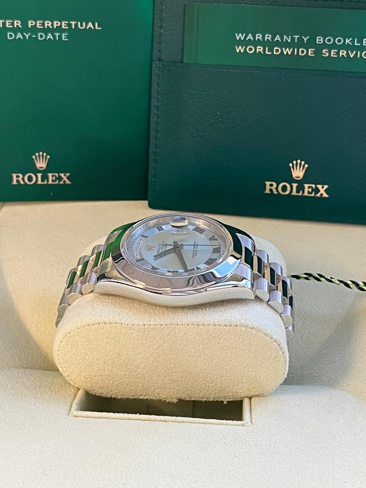 Rolex President Day-Date II 41 mm Ice Blue Roman Dial Platinum Watch ...