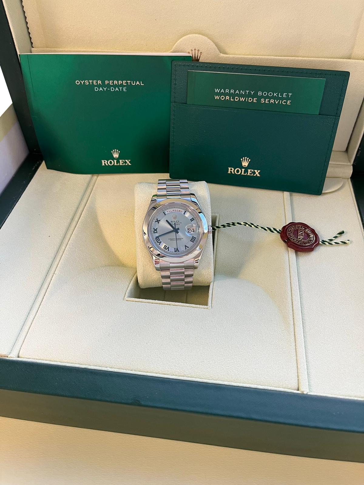 Rolex President Day-Date II 41 mm Ice Blue Roman Dial Platinum Watch ...