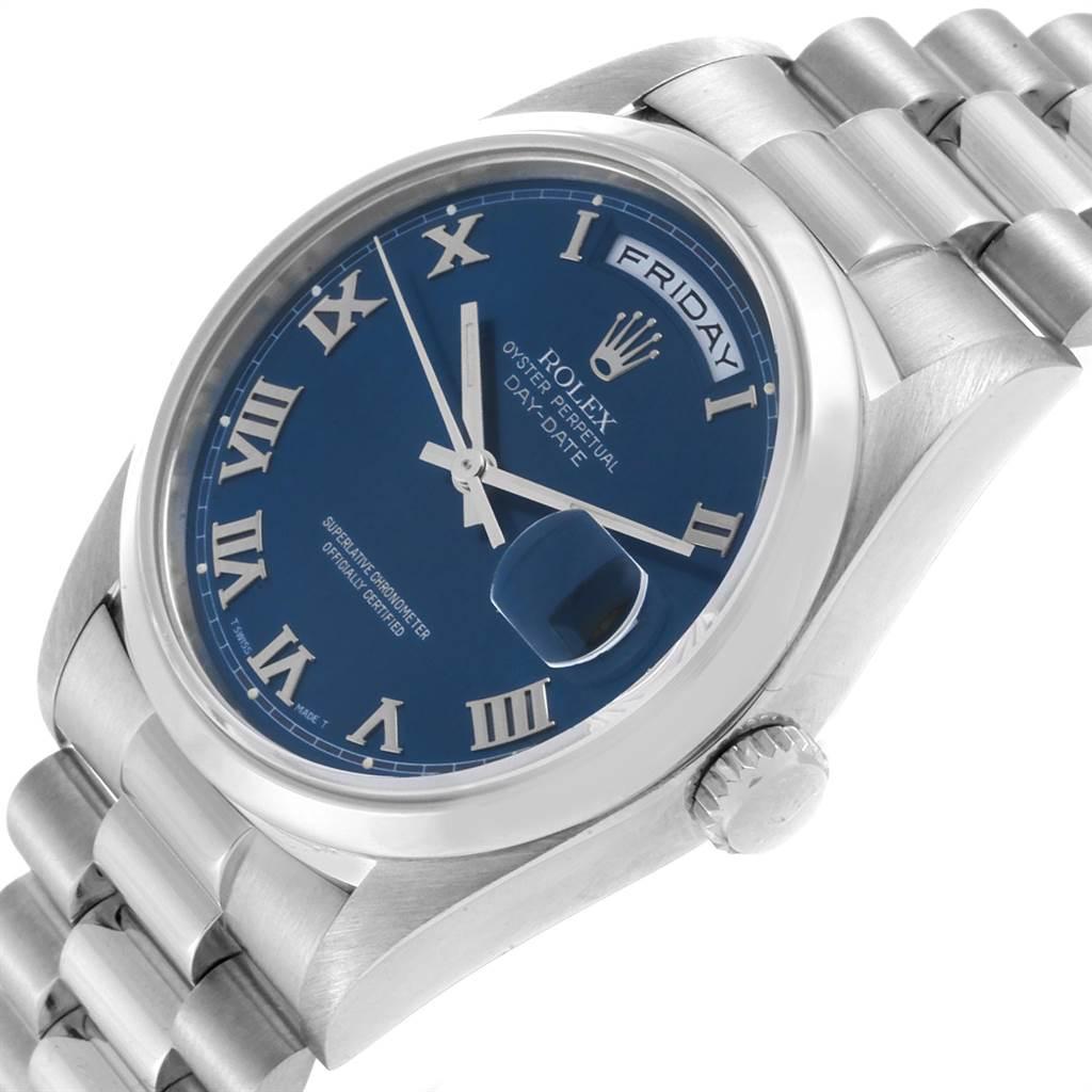 Rolex President Day-Date Platinum Blue Roman Dial Watch 18206 For Sale ...