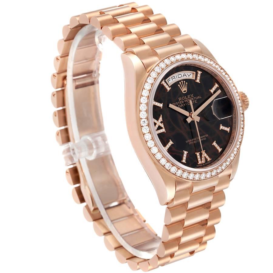 Rolex President Day Date Rose Gold Eisenkiesel Stone Diamond Mens Watch ...
