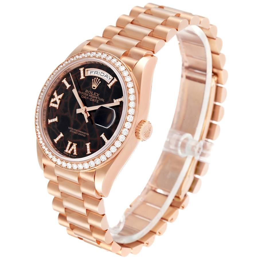 Rolex President Day Date Rose Gold Eisenkiesel Stone Diamond Mens Watch ...
