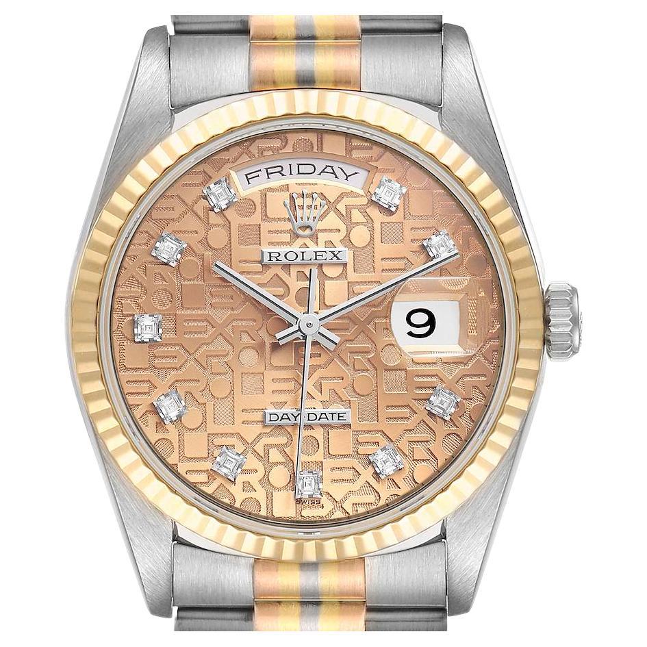Rolex Yellow Gold Tiger's Eye Dial Day-Date President Quartz Wristwatch ...