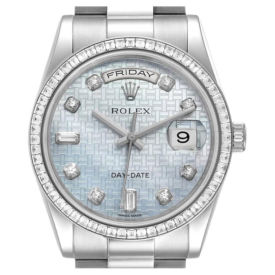 Rolex Day-Date Diamond-Paved Rainbow Sapphire Dial Diamond Bezel Watch ...