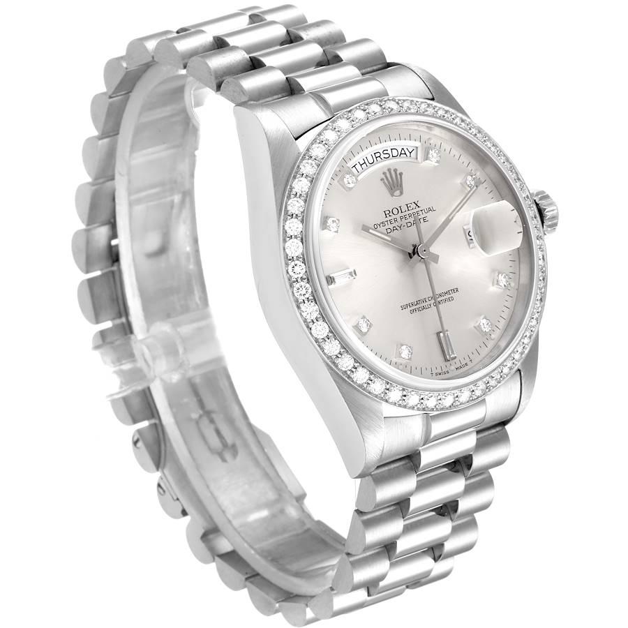 Rolex President Day-Date White Gold Diamond Dial Bezel Watch 18049 For ...
