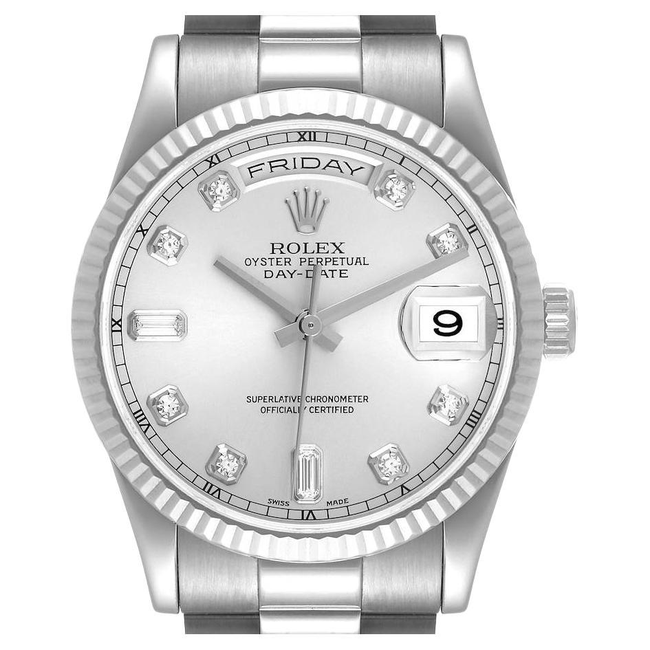 ROLEX White Gold Day-Date Wristwatch with Lapis Diamond Dial Ref 118239 ...