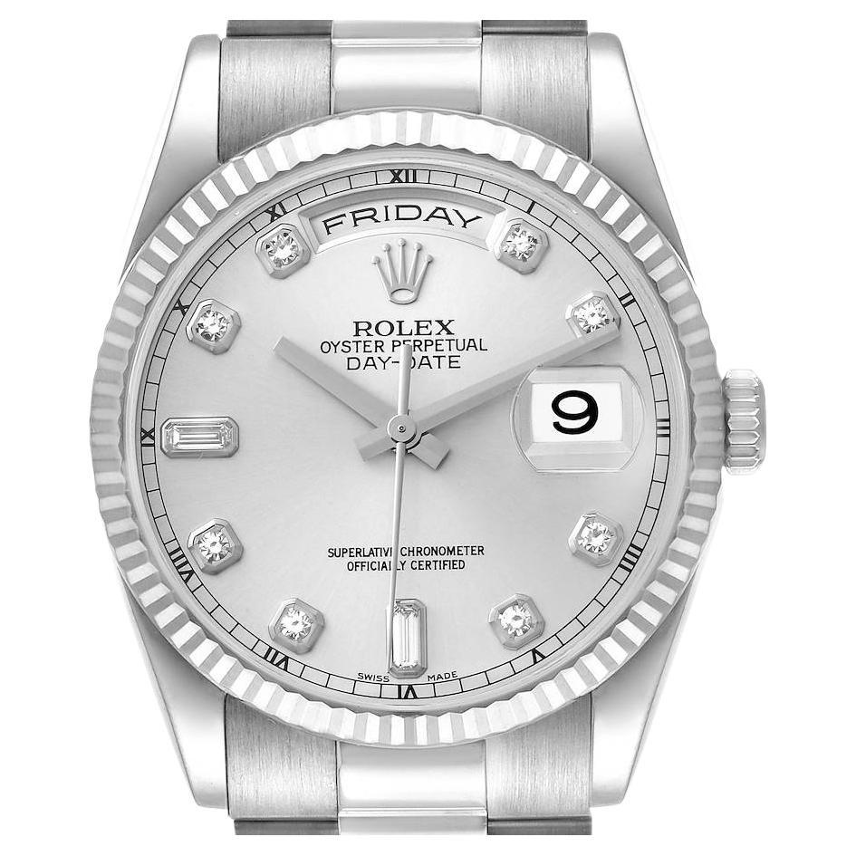 ROLEX White Gold Day-Date Wristwatch with Lapis Diamond Dial Ref 118239 ...